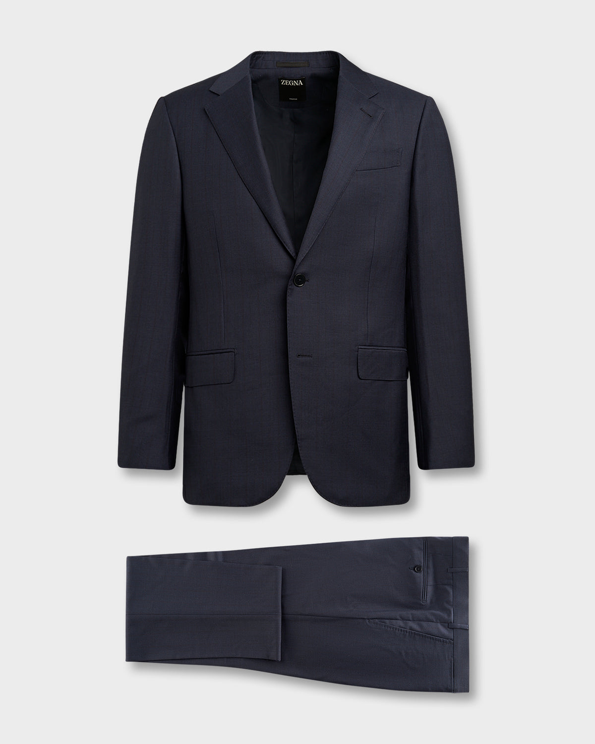 Zegna Navy Blue Nailhead Pattern With Burgundy Pinstripe Trofeo Wool ...