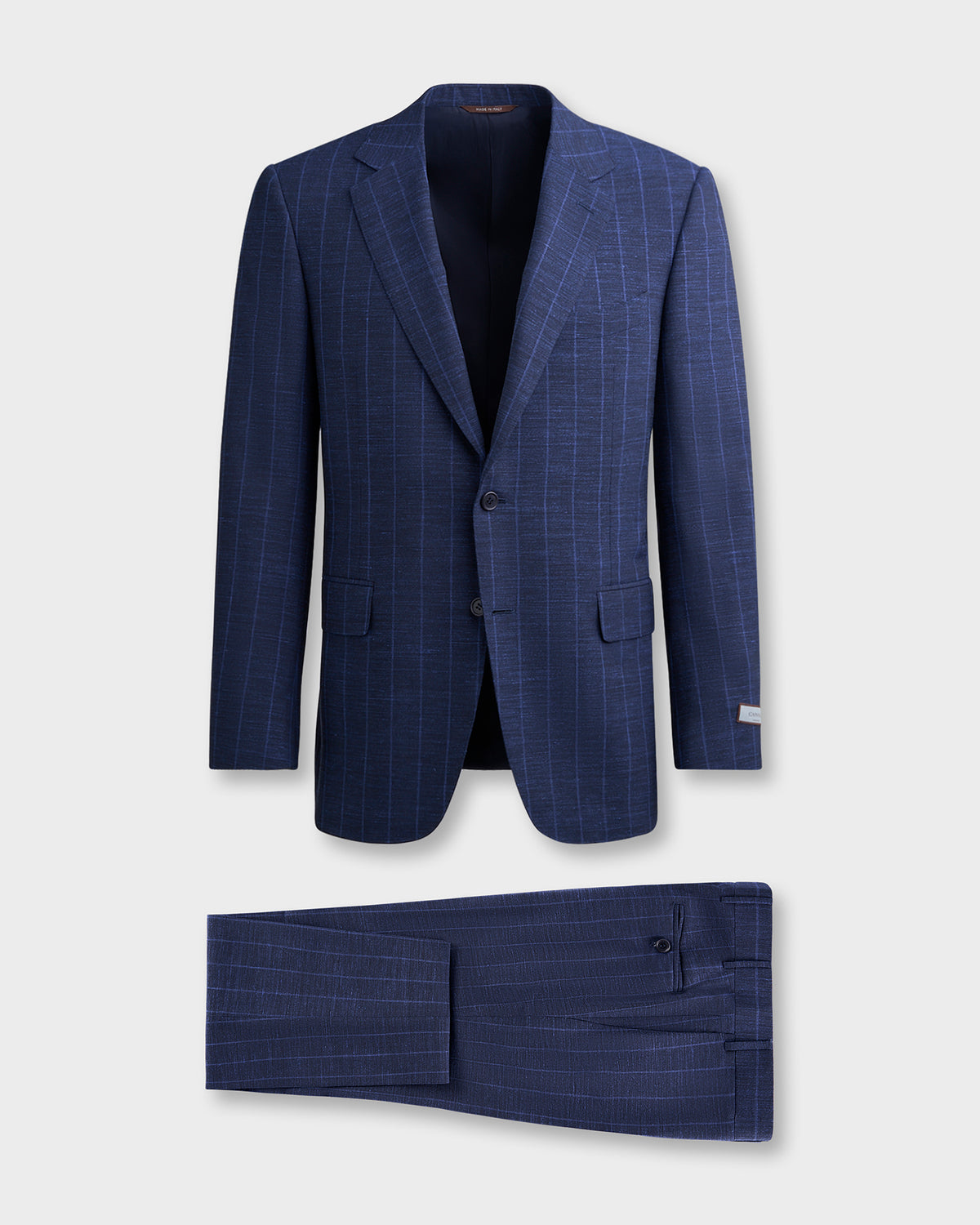 Canali Navy Blue With Blue Pinstripe Wool Silk Linen Suit– Parker & Co.