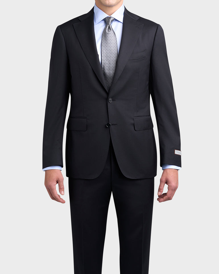 Canali Black Subtle Grey Check Pure Wool Suit– Parker & Co.
