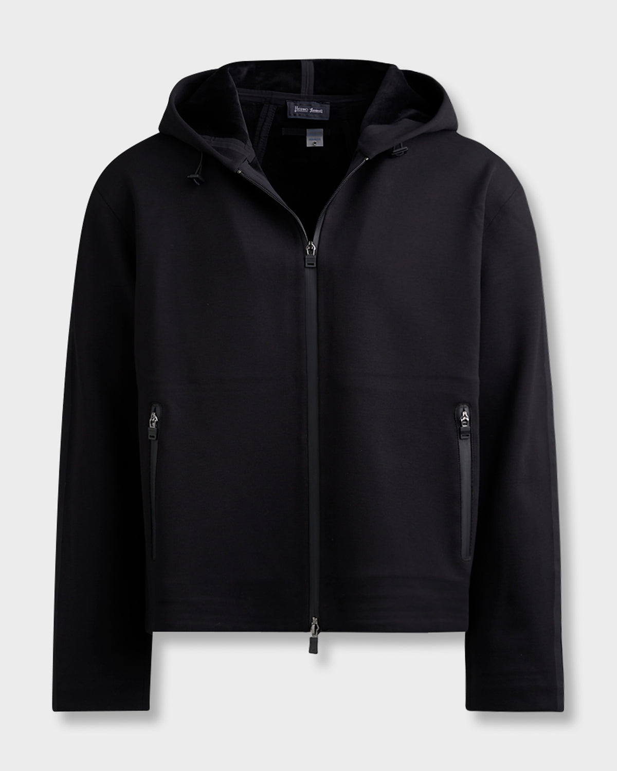 Herno Black Technical Fabric Neoprene Zip Hoodie– Parker & Co.